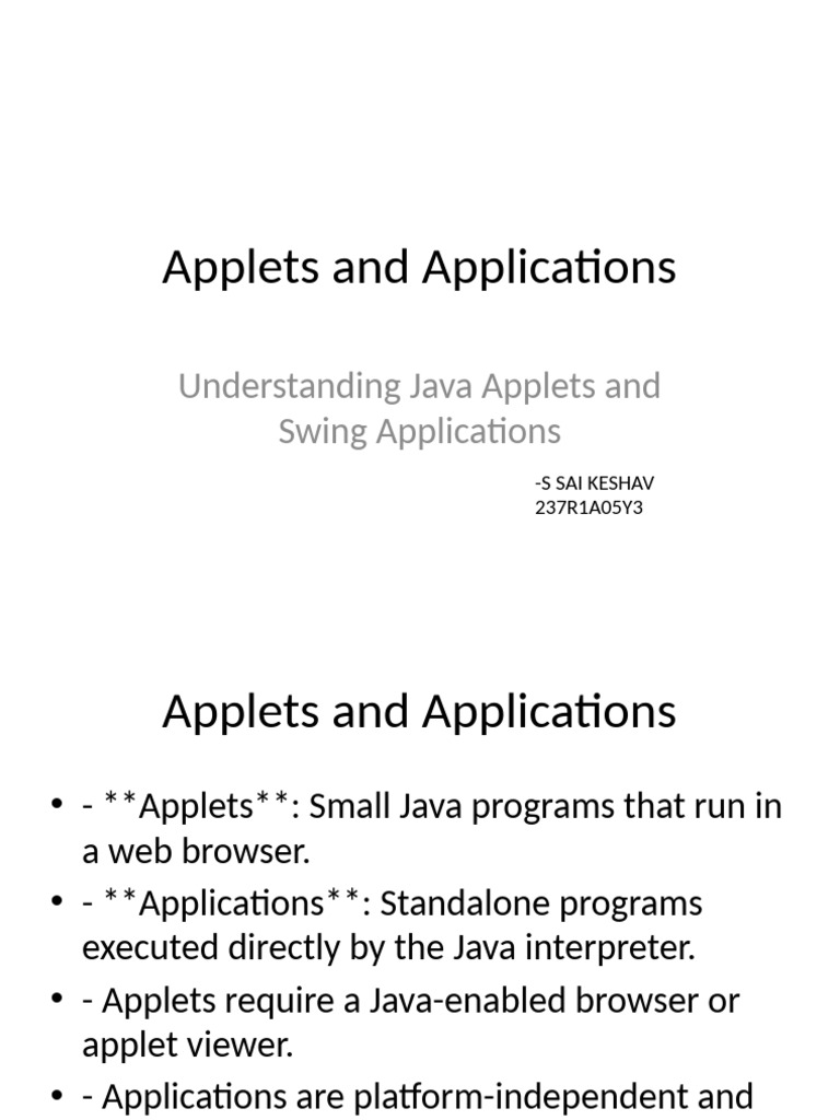 Applets and Swing Presentation-5Y3 | PDF