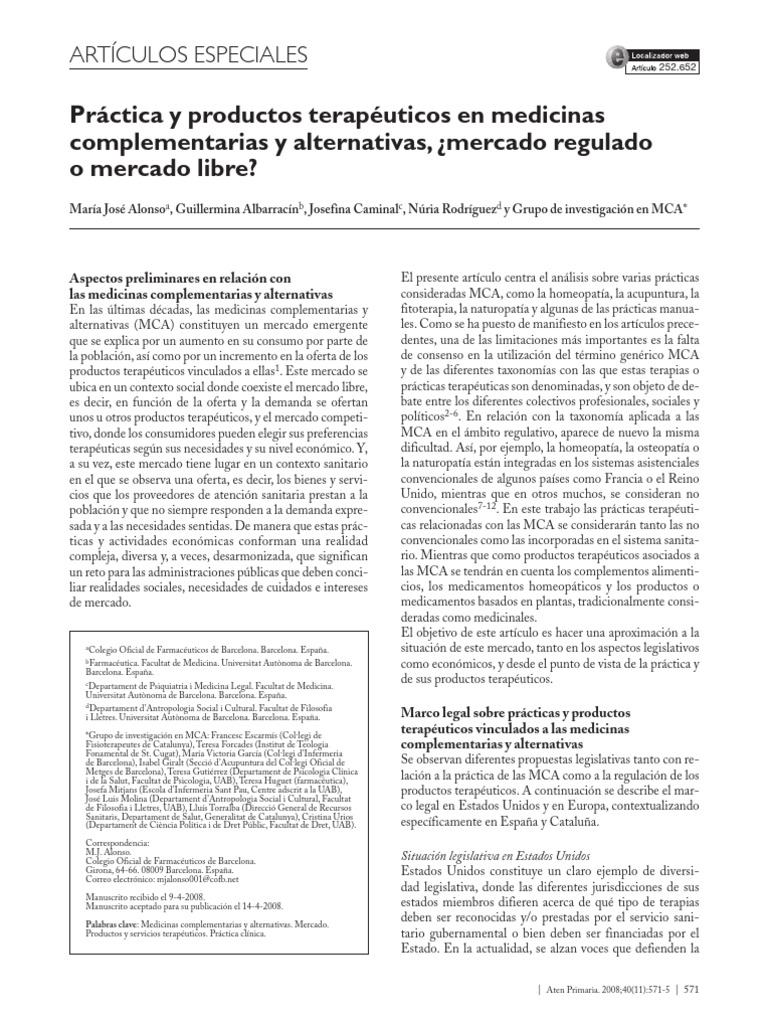 Practica de Las MCA y Regulación España - at Prim 2006 | PDF | Naturopatía | Homeopatía