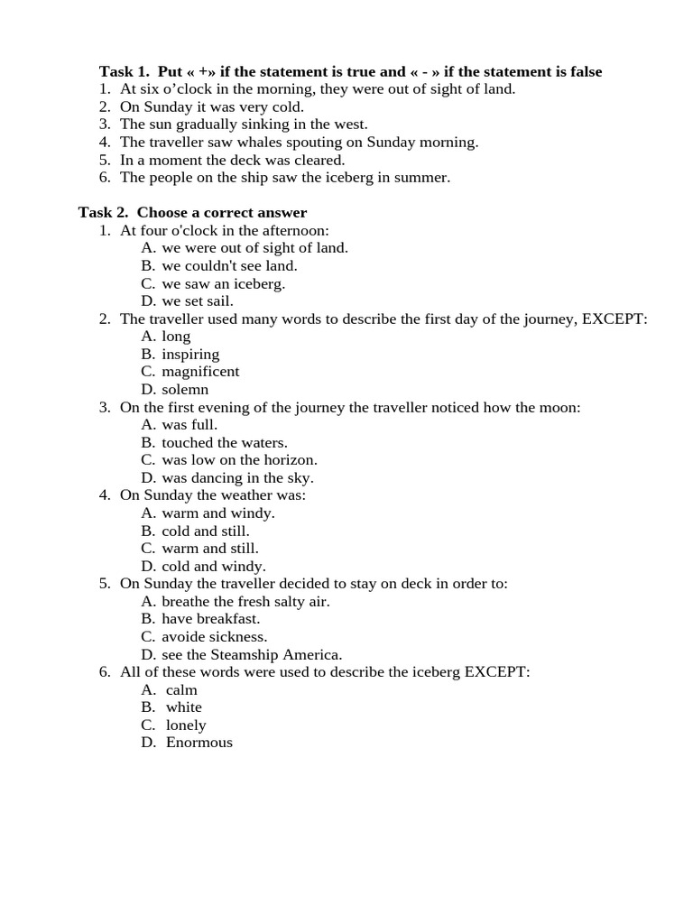 True/False and Multiple Choice Assessment | PDF