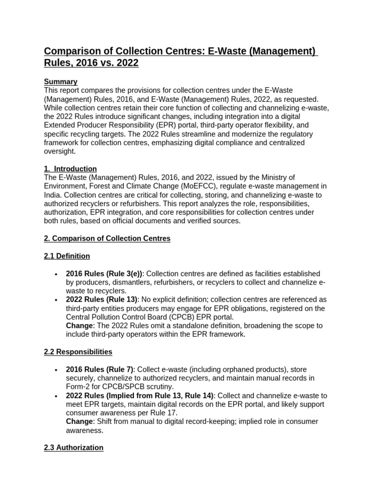 Comparison of Collection Centres | PDF | Electronic Waste | Economies