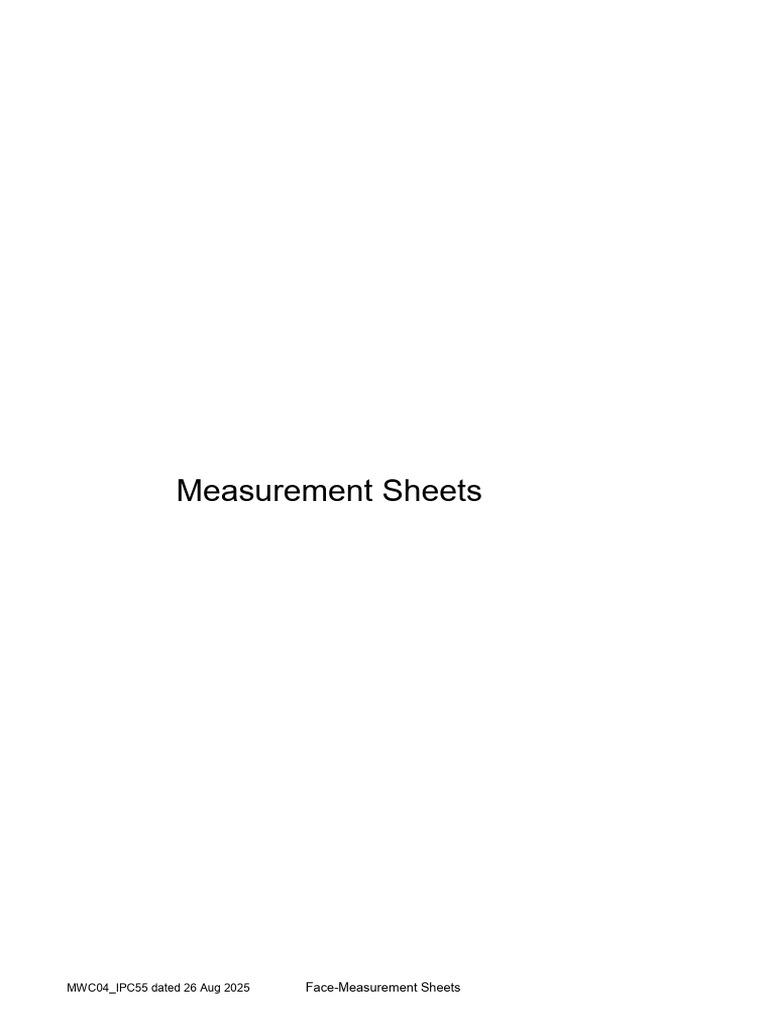 Measurement Sheets: MWC04 - IPC55 Dated 26 Aug 2025 | PDF
