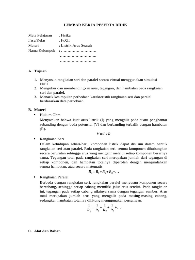 Lkpd Seri Dan Paralel | PDF