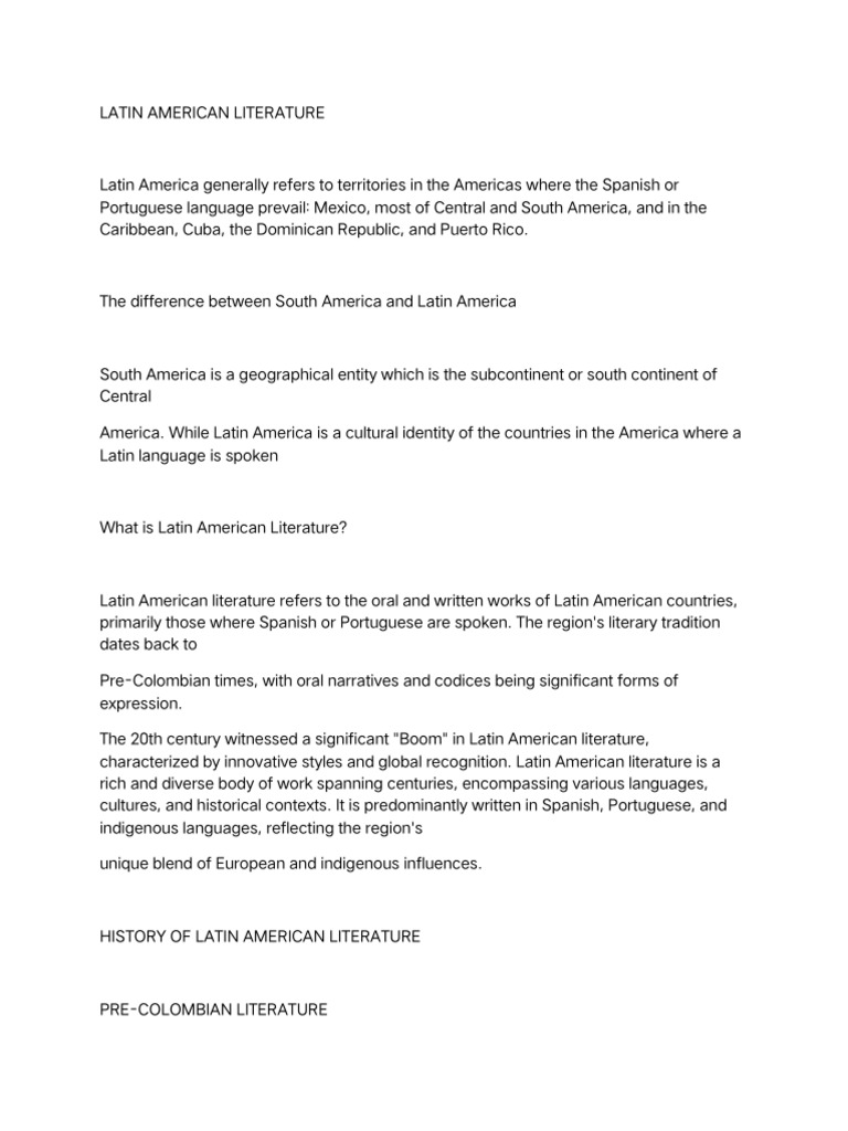 Overview of Latin American Literature | PDF | Latin American Literature ...