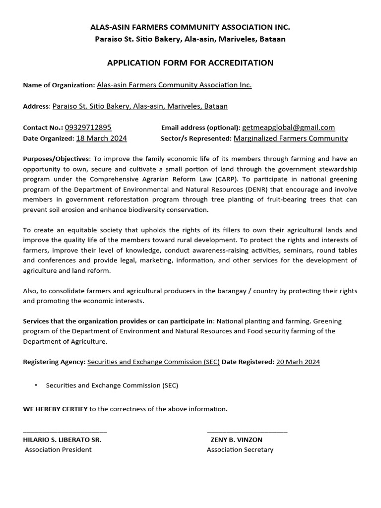Application Form For Accreditation &letter of Application (1) Liberato ...