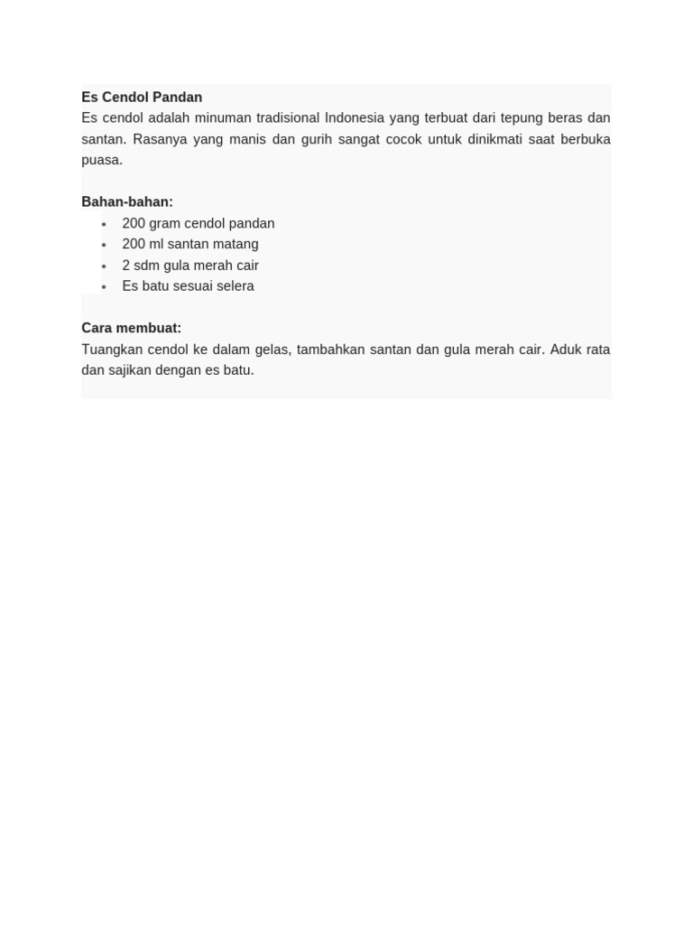 Es Cendol Pandan | PDF