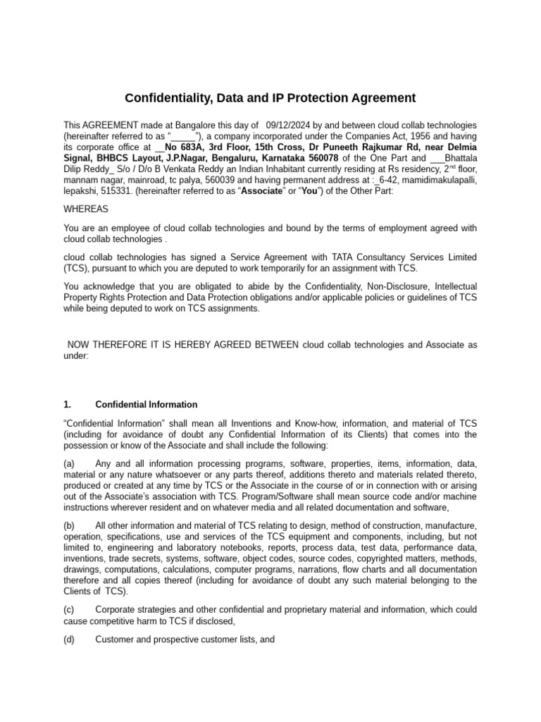 NDA Template For BA Agency and BA Employee - Jun 2024 Template | PDF ...