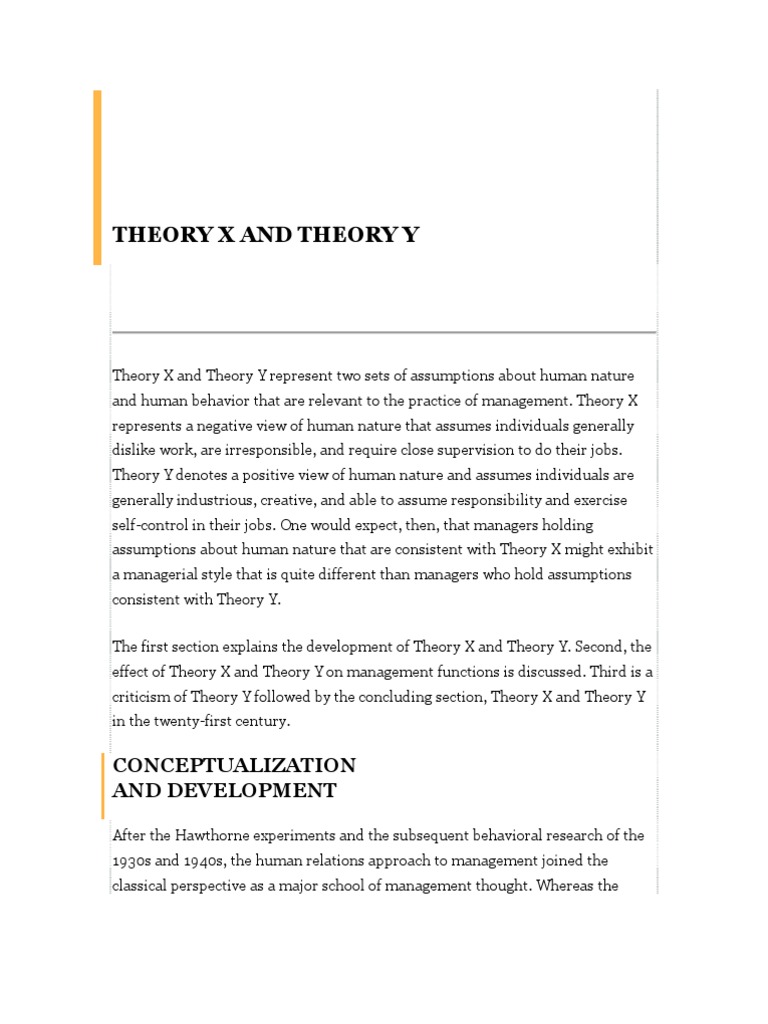 McGregor's Theory X and Theory Y Explained | PDF | Motivation ...