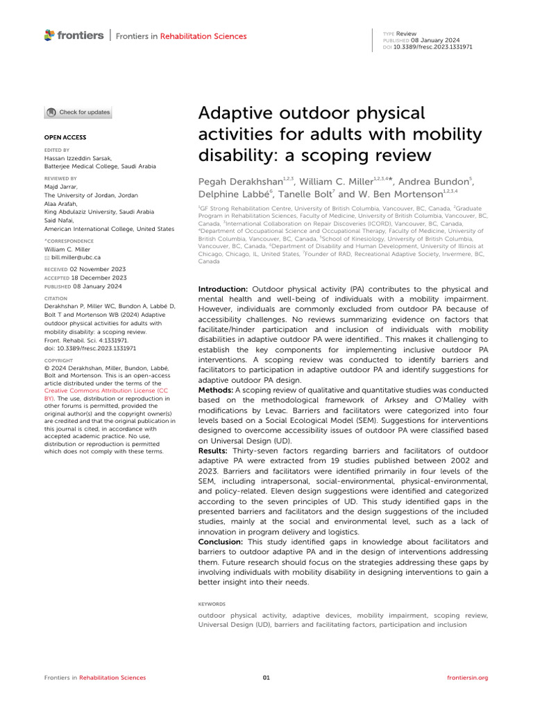 Adaptive Outdoor Activities for Mobility Disabilities | PDF ...