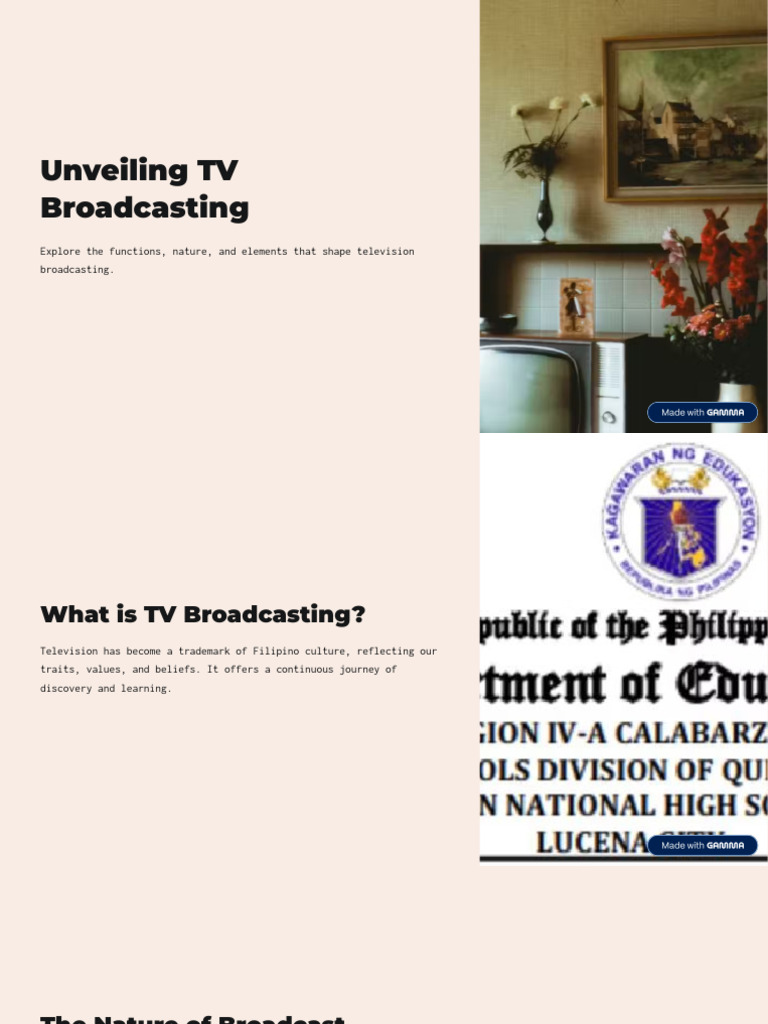 Understanding TV Broadcasting Essentials | PDF | Television | Broadcasting