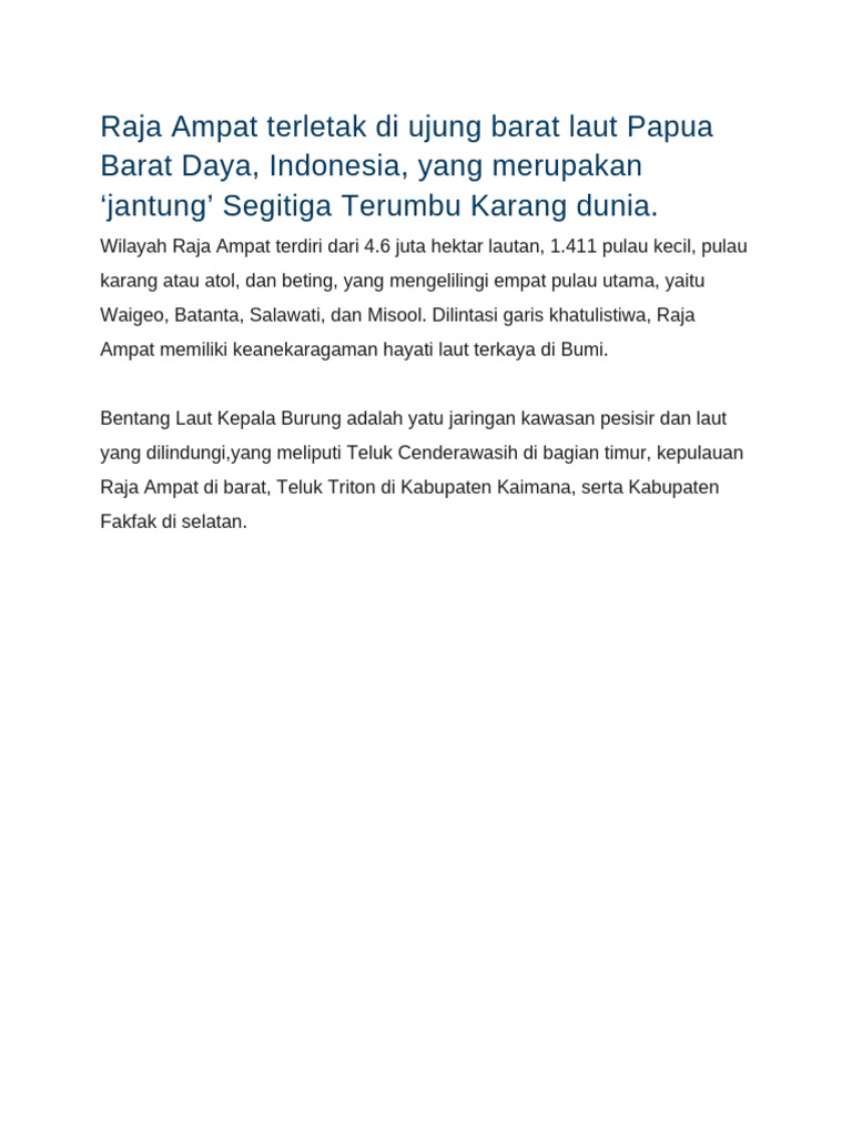 Lokasi dan Konservasi Raja Ampat | PDF