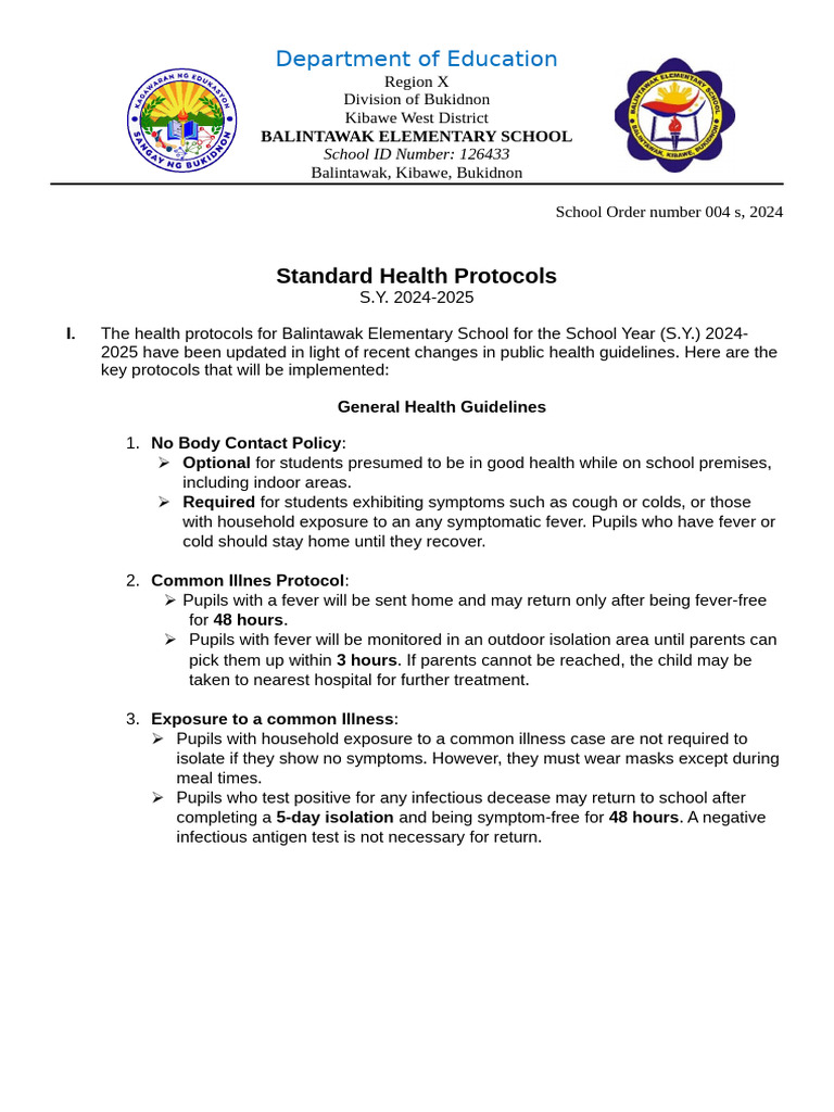 Standard Health Protocol 2025 | PDF | Common Cold | Diseases And Disorders