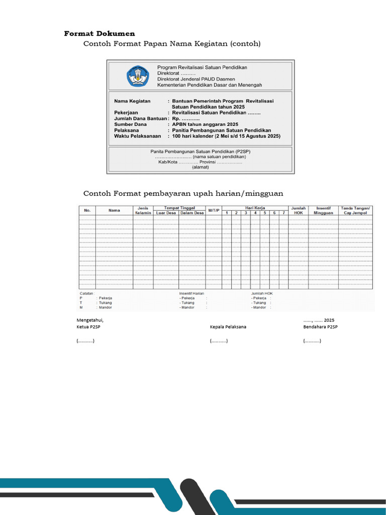 Contoh Format Dokumen P2SP 2025 | PDF