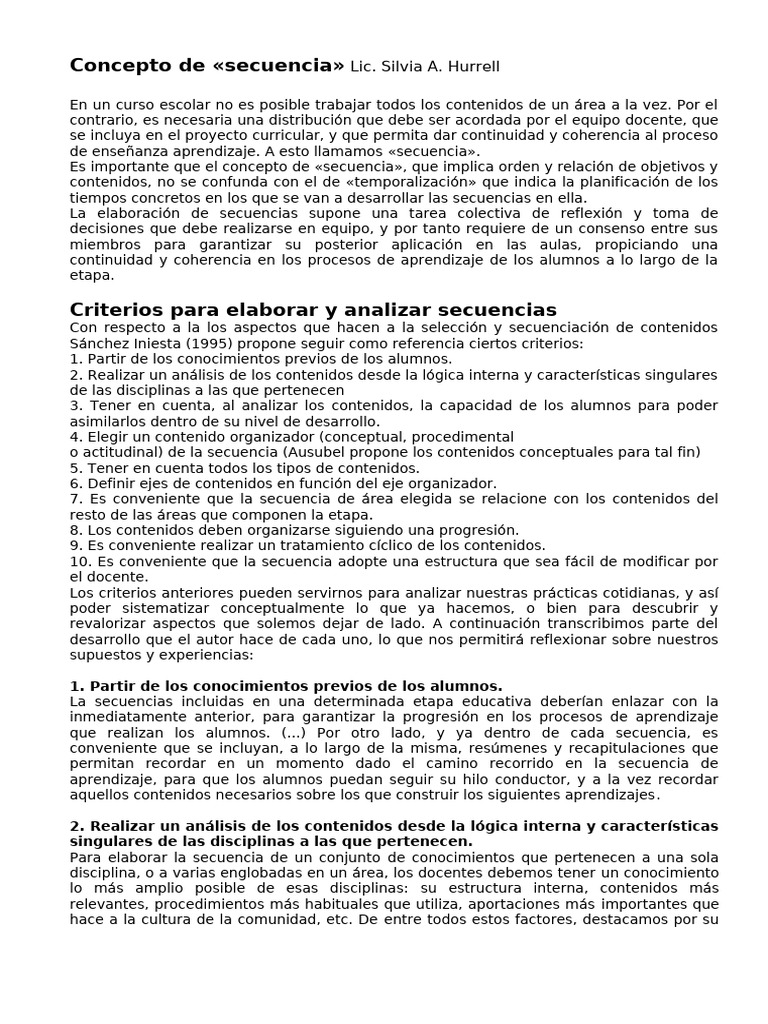 Concepto de Secuencia | PDF | Aprendizaje | Sicología