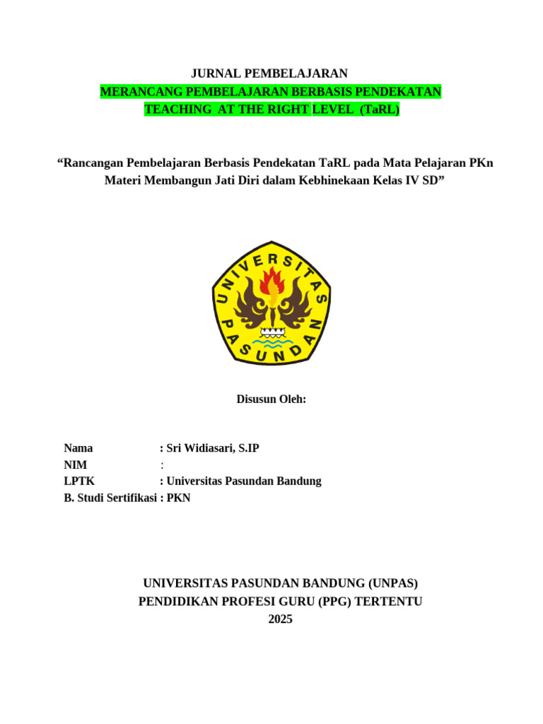 Contoh Jurnal PPG Modul 1 - TaRL | PDF