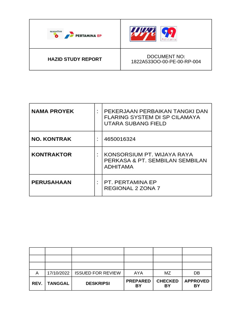 Laporan Studi HAZID Proyek Flaring System | PDF