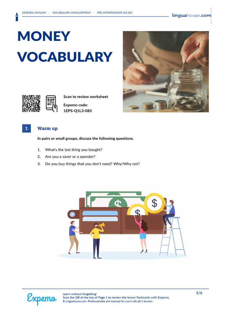 Money Vocabulary British English Student A2 B1 | PDF | Money | Credit