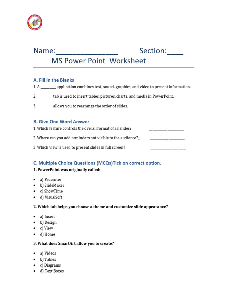 Class4 Computer Worksheet | PDF