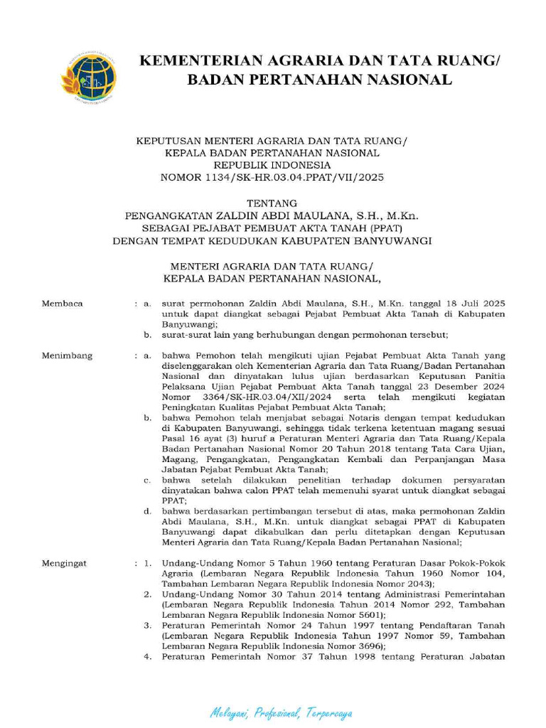 SK Pengangkatan PPAT | PDF