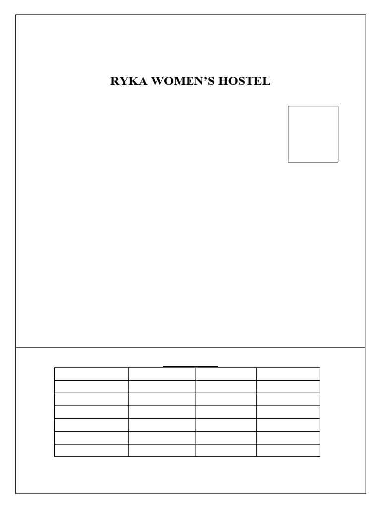 Ryka Hostel-Application Form For Paying Guest Accomodation | PDF
