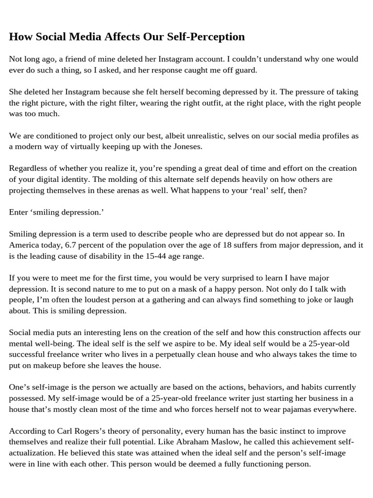 Impact of Social Media on Self-Perception | PDF | Self | Cognition