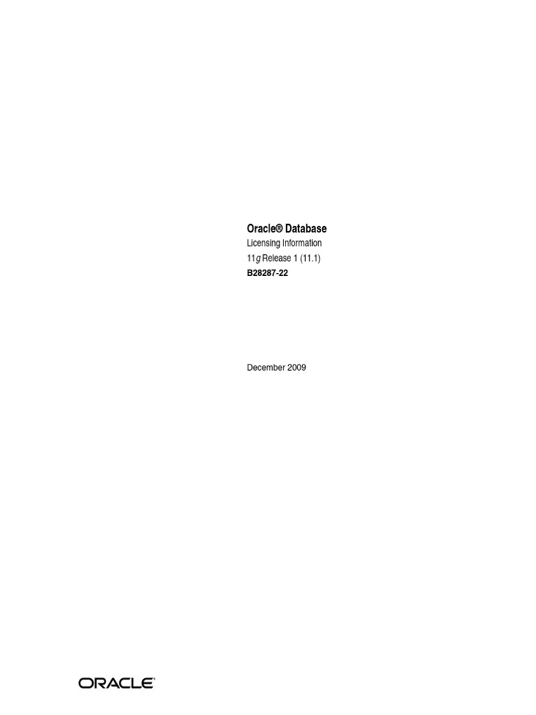 Oracle® Database: Licensing Information 11 Release 1 (11.1) | PDF ...