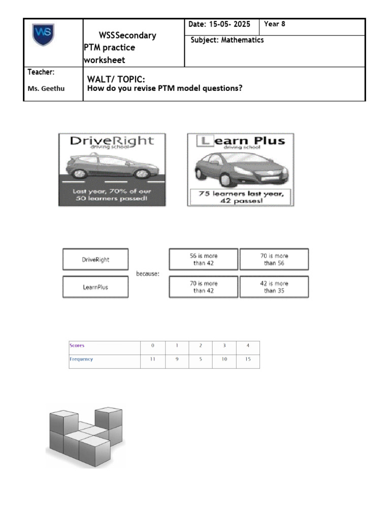 Year 8 Mathematics Practice Worksheet | PDF