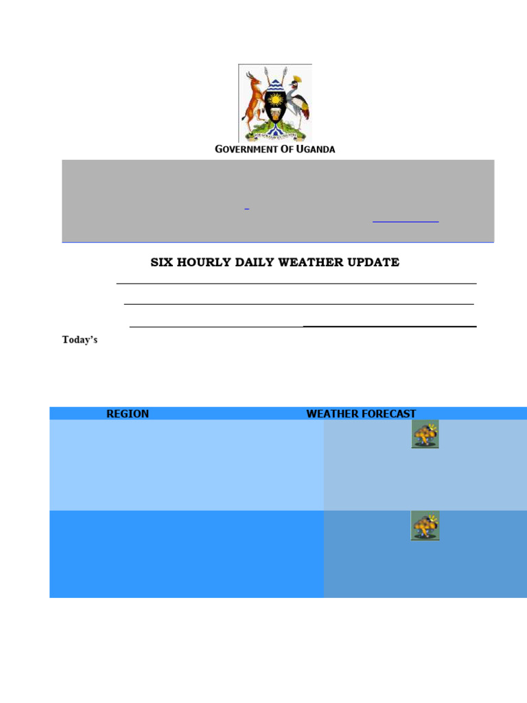 Six Hourly Weather Update For Tuesday 29th April, 2025 From 6am To Noon ...