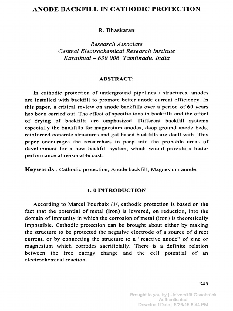 Anode Backfill in Cathodic Protection | PDF | Anode | Corrosion