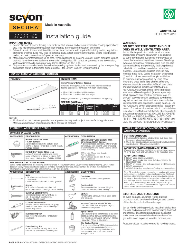 Scyon Secura Exterior Flooring - Feb 2016 | PDF | Tile | Flooring