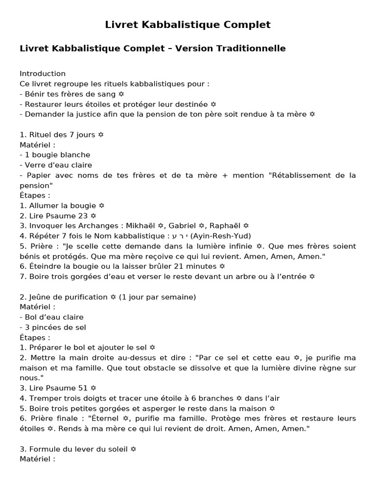Livret Kabbalistique Traditionnel Unicode | PDF