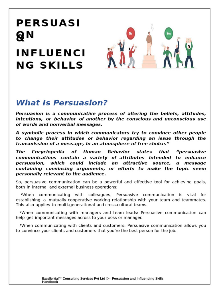 Persuasion and Influencing Skills | PDF | Persuasion | Attitude ...