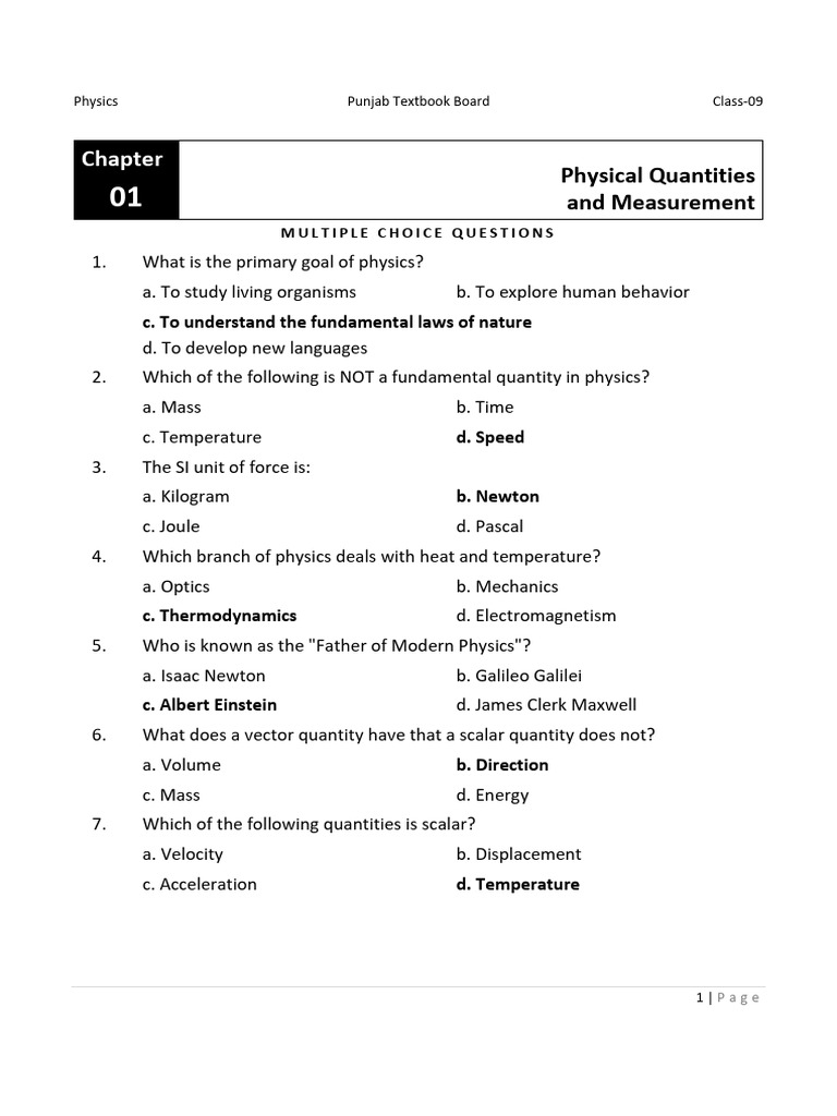 Ch-01: Physical Quantities and Measurement | PDF | Observational Error | Force