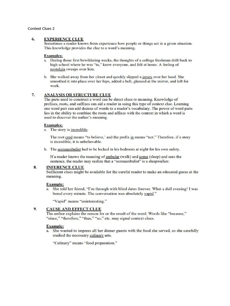 Context Clues 2 | PDF