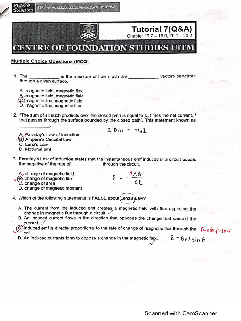 Tutorial 7 Phy098 | PDF