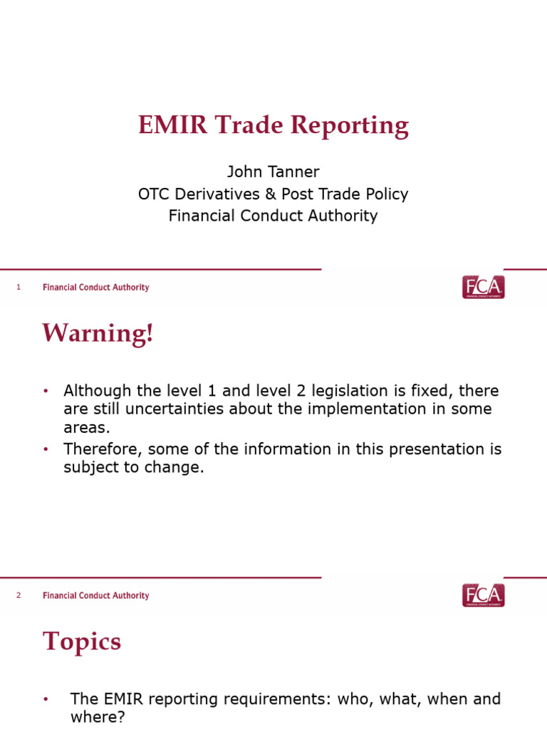 EMIR Trade Reporting Overview Guide | PDF | Business Law | Securities ...