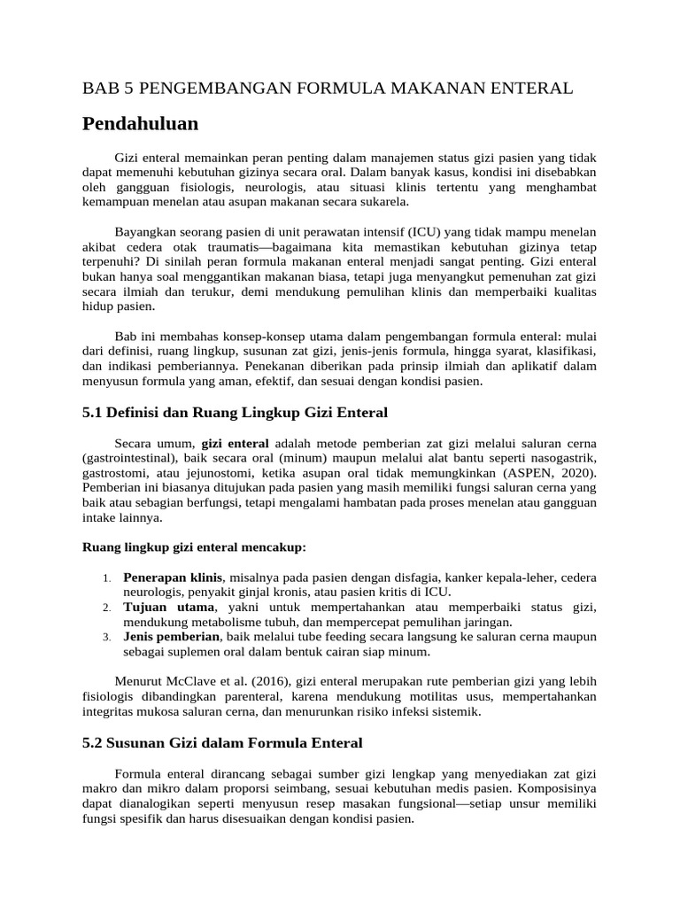 Bab 5 Pengembangan Formula Makanan Enteral | PDF