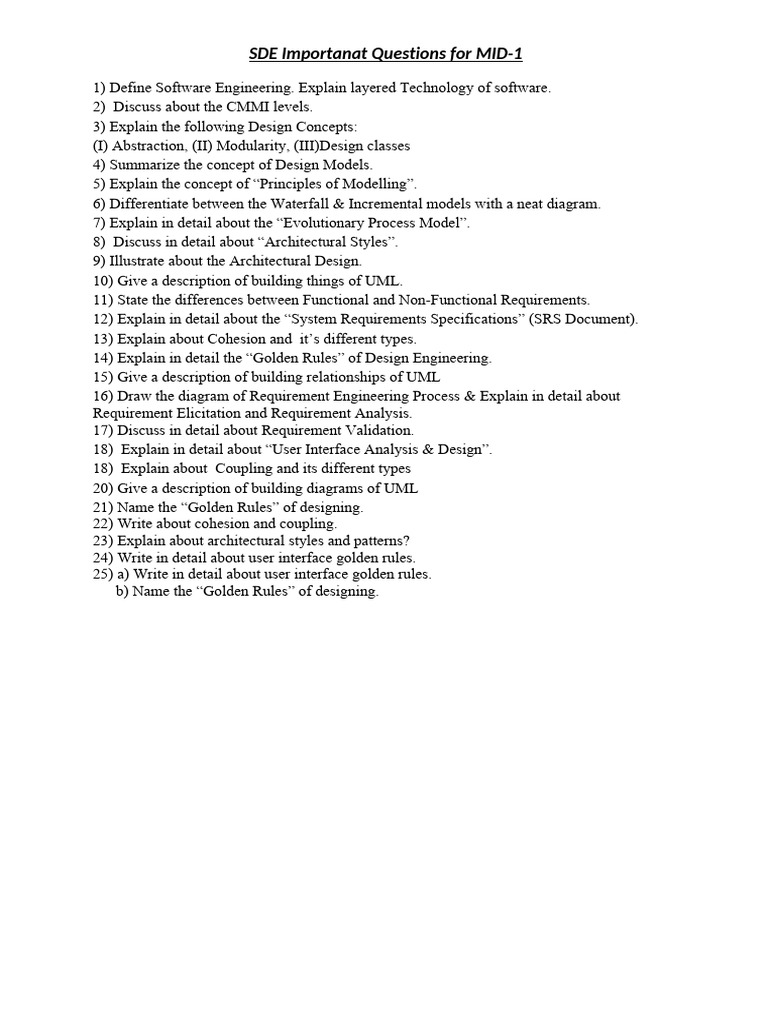 SDE Important Questions1 | PDF