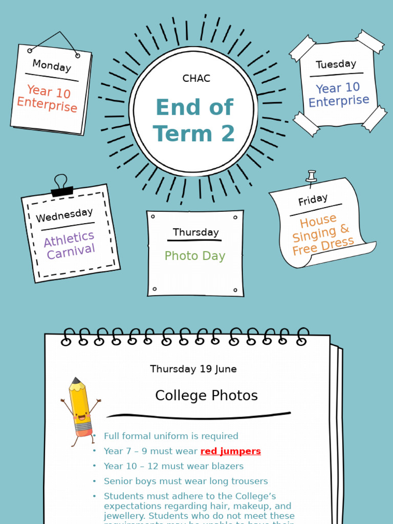 Year 10 Term 2 Events & Guidelines | PDF | Clothing | Dress Codes