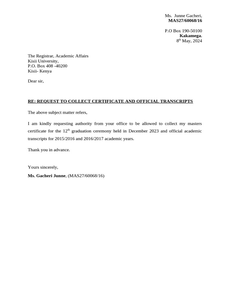 Kisii Uni Letter | PDF