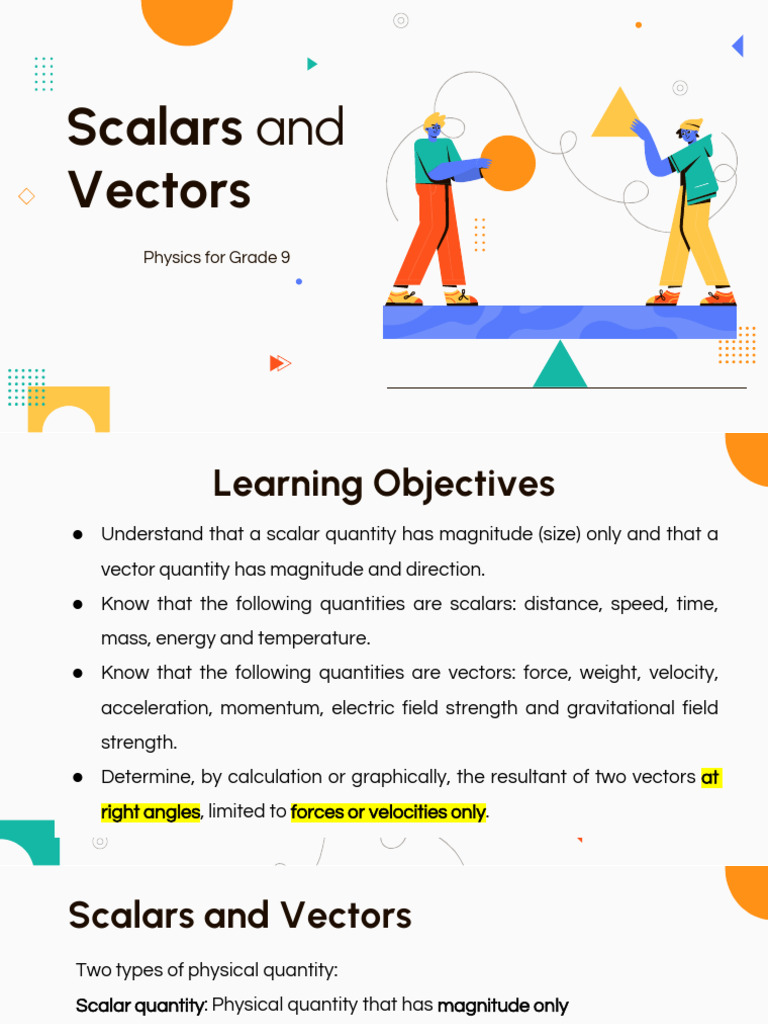 Scalars vs Vectors in Grade 9 Physics | PDF | Euclidean Vector | Velocity