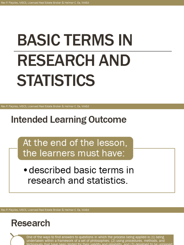 Basic Research and Statistics Terms | PDF | Quantitative Research ...