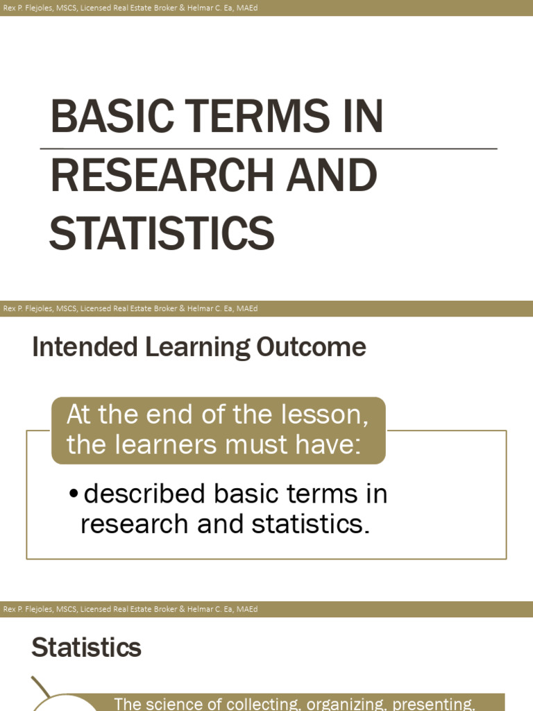 1 1 Basic Terms in Research and Statistics Part 2 of 2 No Voice | PDF | Level Of Measurement ...