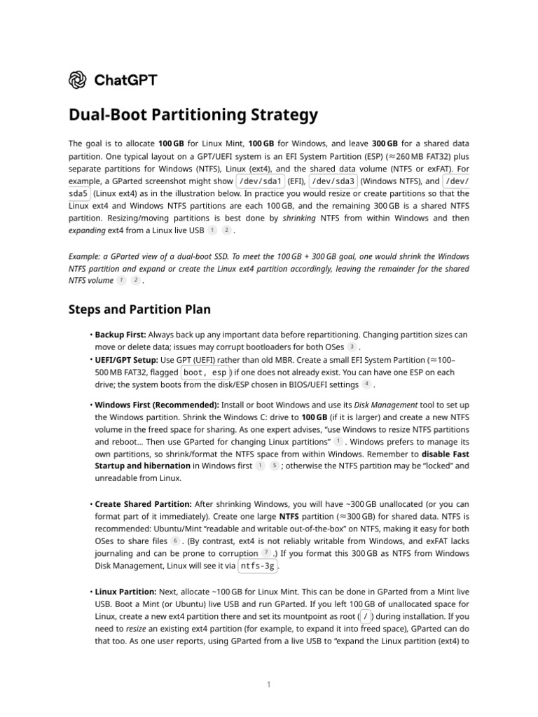 Dual-Boot Partitioning Guide for Windows & Linux | PDF | Computer ...