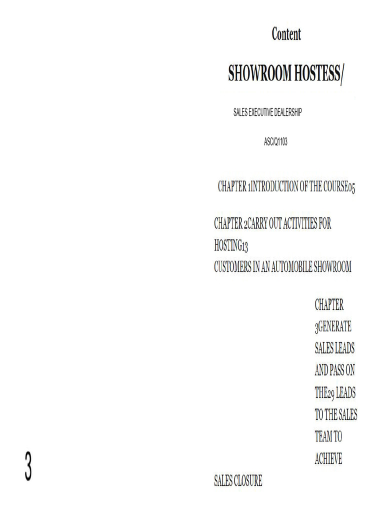 Showroom Hostess - Host (Asc - q1103) | PDF