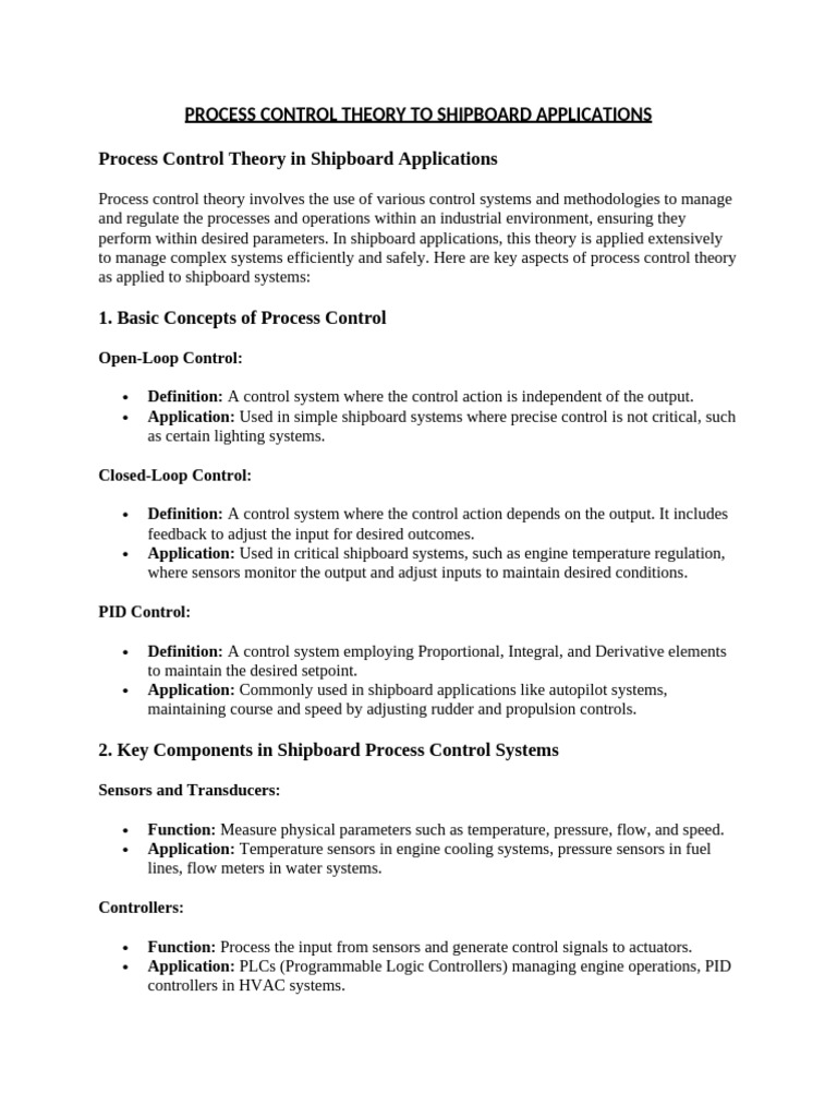 Process Control Theory To Shipboard Applications | PDF | Control System | Control Theory