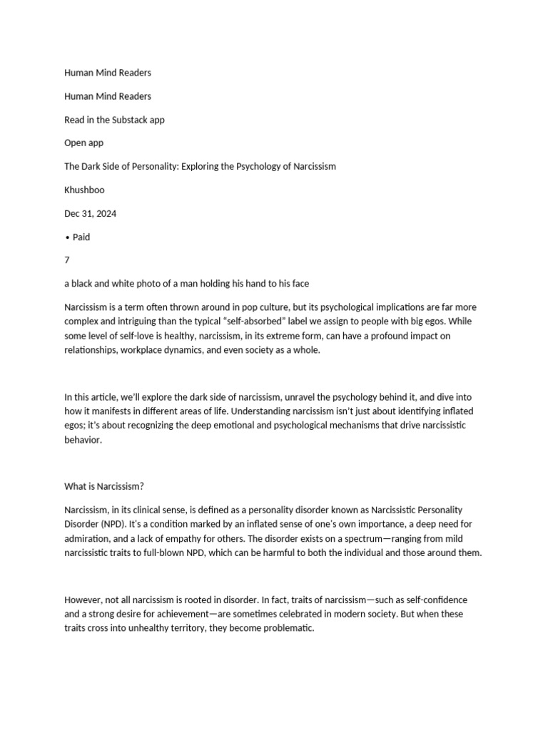 Human Mind Read-WPS Office | PDF | Narcissism | Social Psychology