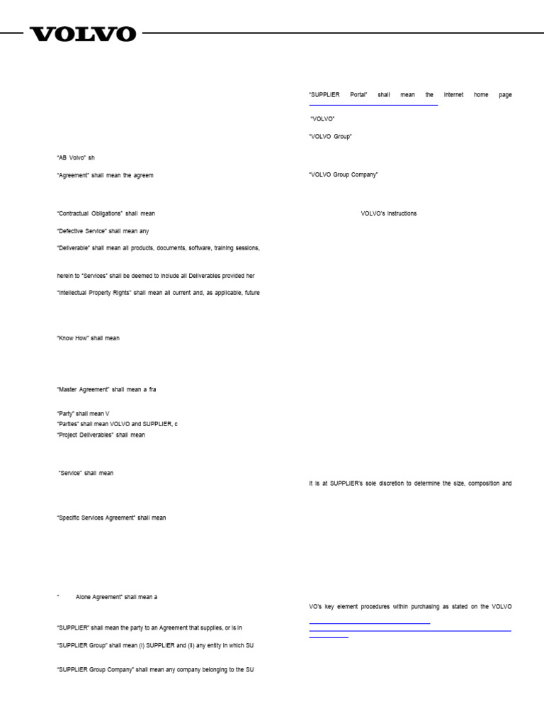 Volvo Group General Purchasing Conditions For Project Deliverables ...