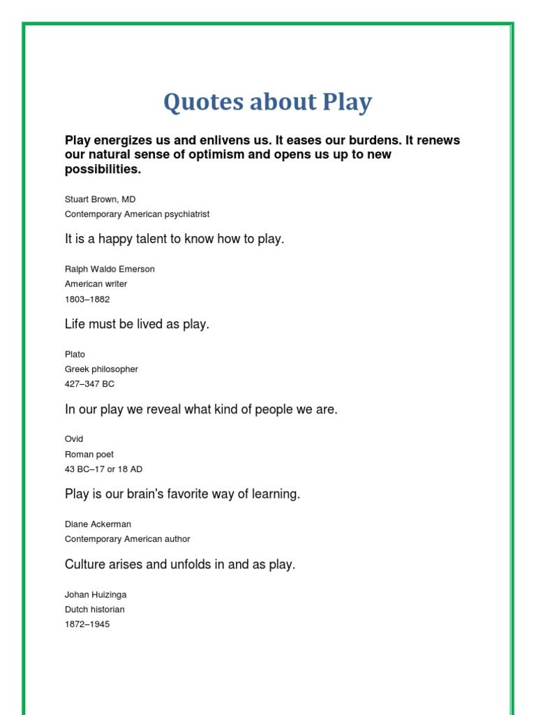 The Importance of Play: Key Quotes | PDF | Psychoanalysis | Psychology