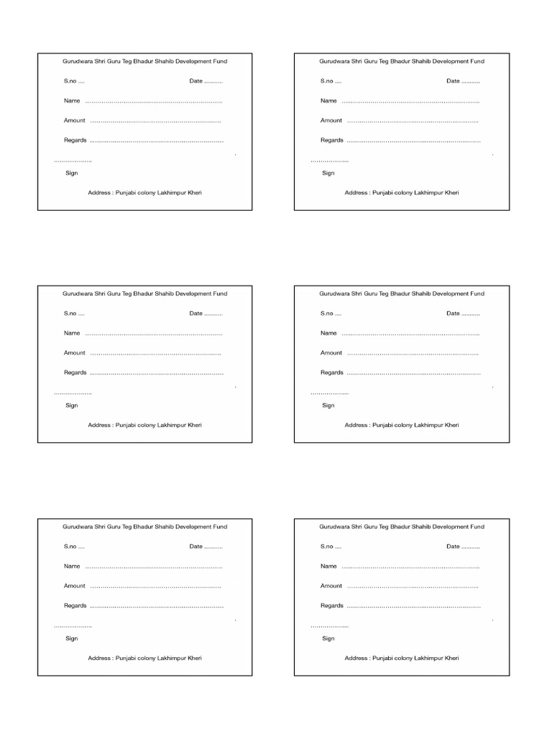 Gurudwara Receipt | PDF