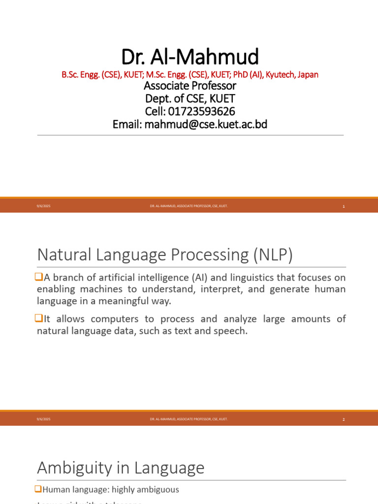 NLP - NLP, ML, DL Basics Lec1 2 3 | PDF | Machine Learning | Deep Learning